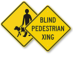 Blind Person Signs - Blind Crossing