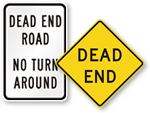 Pavement Ends, Dead End, Sidewalk Ends Sign