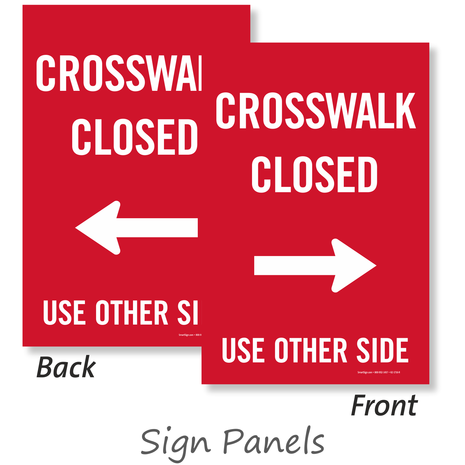 Crosswalk Closed Use Other Side Sidewalk Sign, SKU: K-ROLL-1225