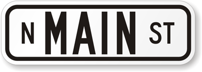 White Street Signs with Border, 6 in.