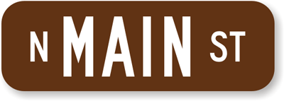 Brown Street Signs without Border, 6 in.