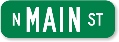 Green Street Signs without Border - 6 in.