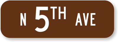 Brown Street Signs without Border, 6 in.